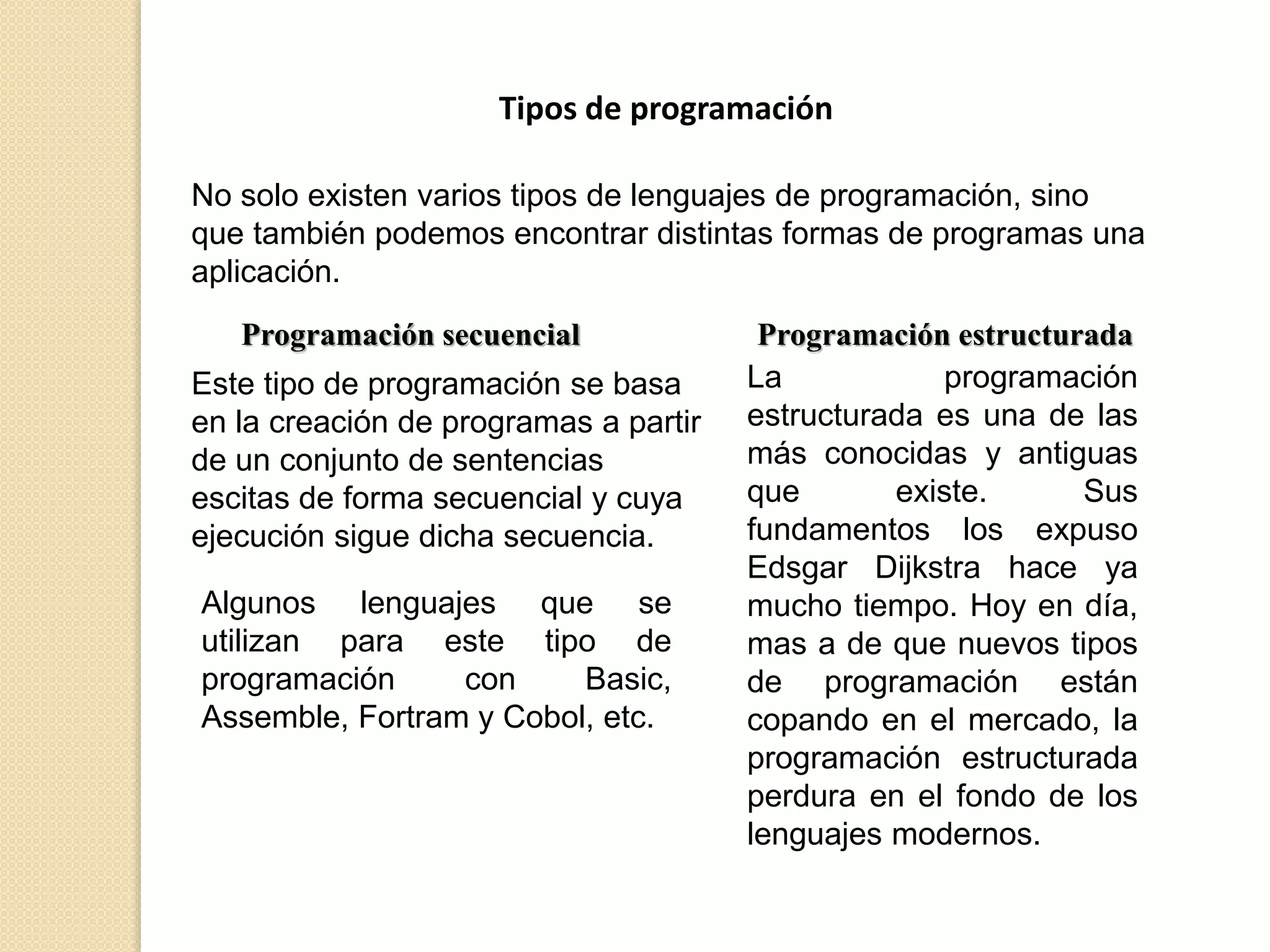 Que es y tipos de programacion | PPT