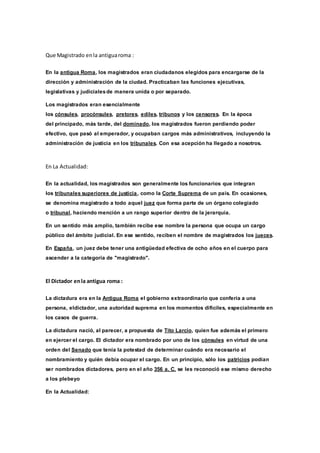 Que magistrado en la antigua roma | DOCX
