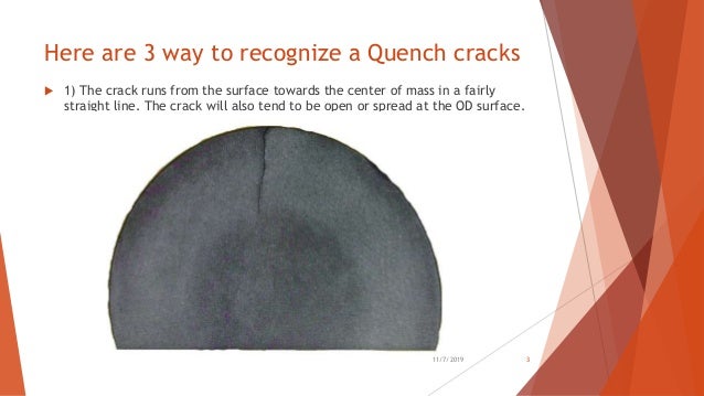 Quench cracks in steel