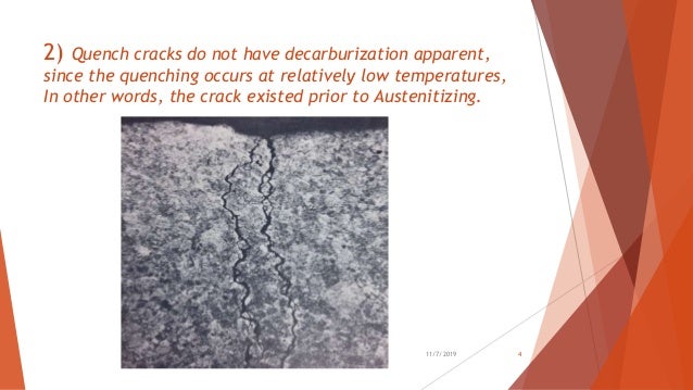 Quench cracks in steel