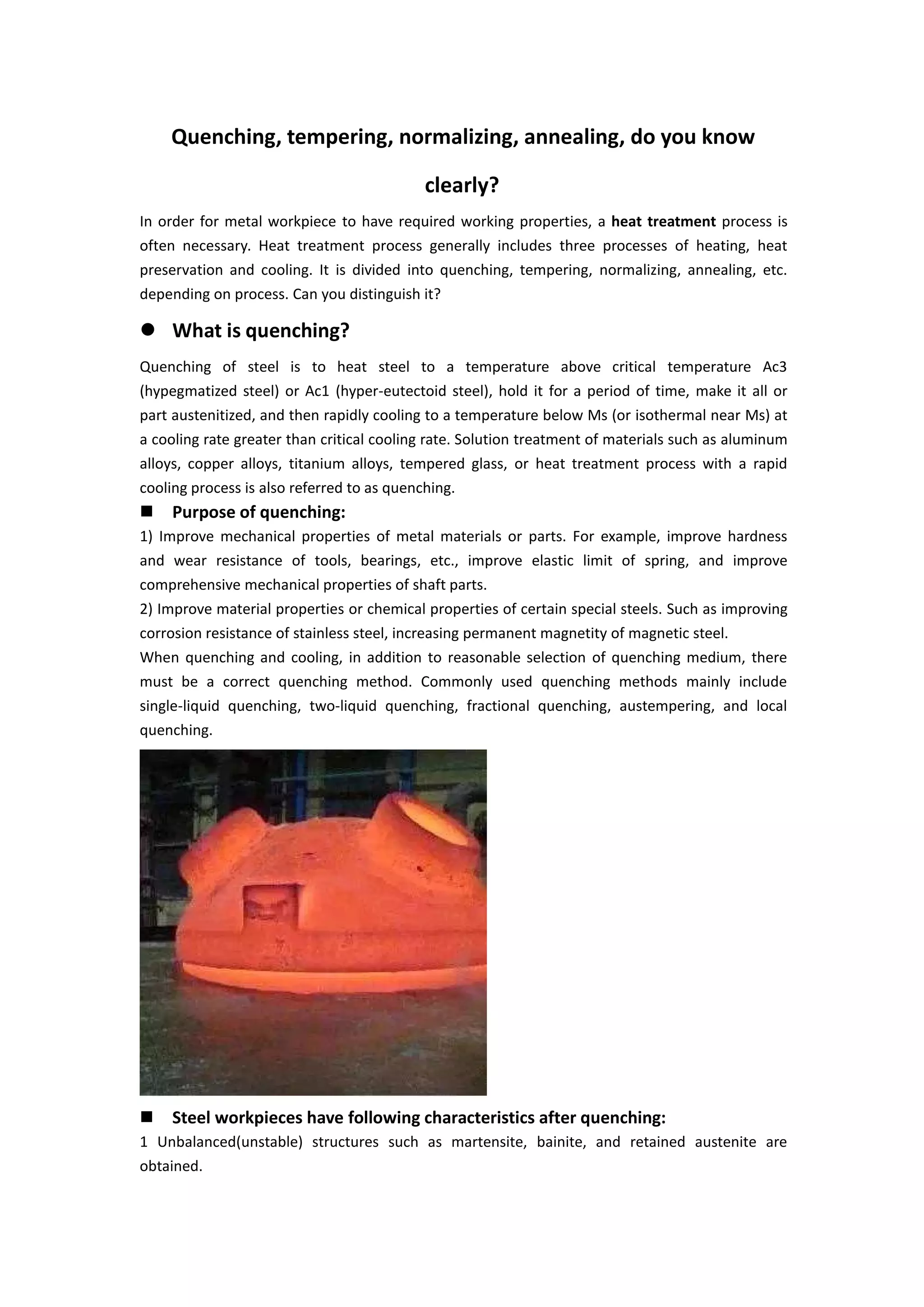 Quenching, tempering, normalizing, annealing, do you know clearly? | PDF