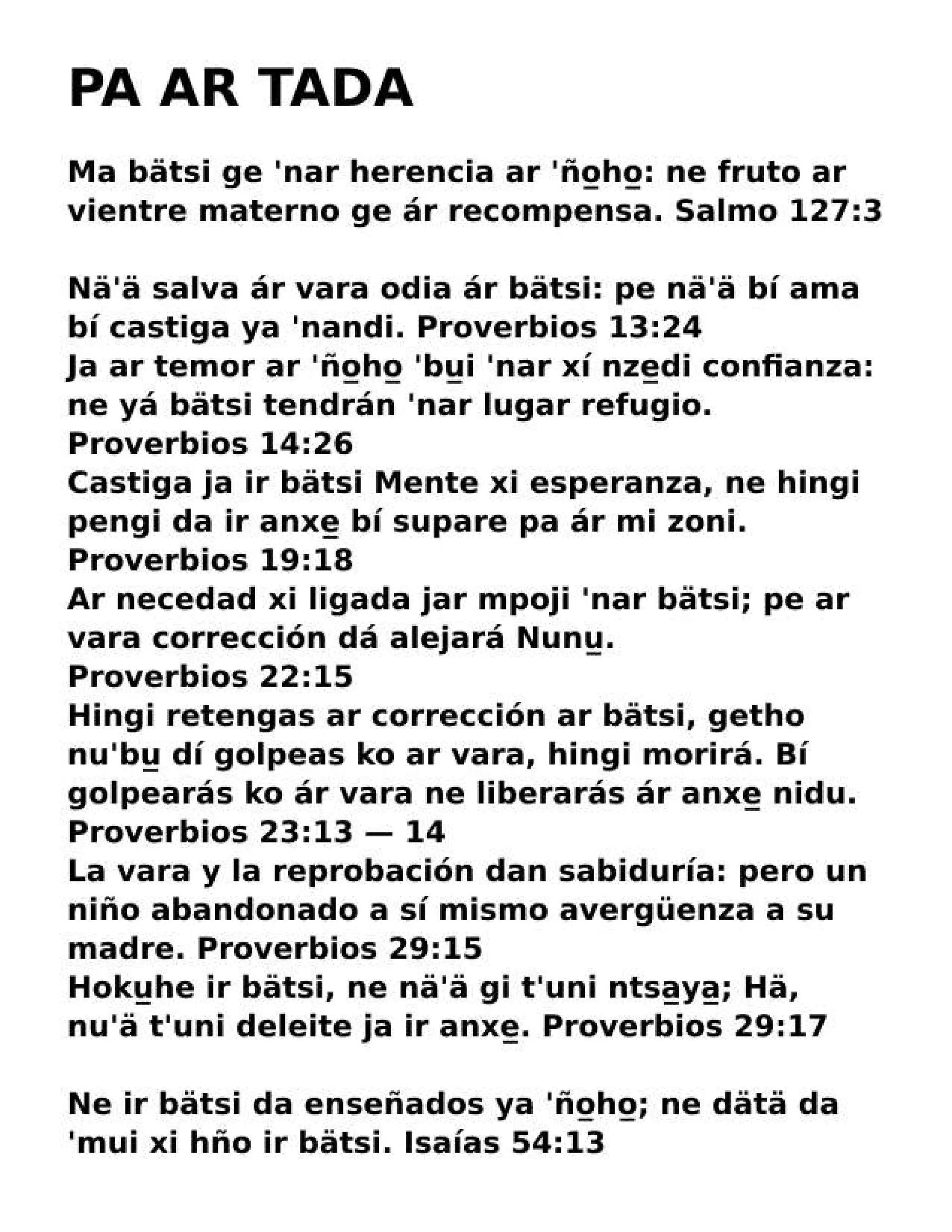 Queretaro Otomi Child Discipline Tract | PDF