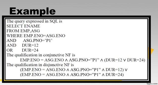 Query Decomposition and data localization | PPT | Databases | Computer Software and Applications