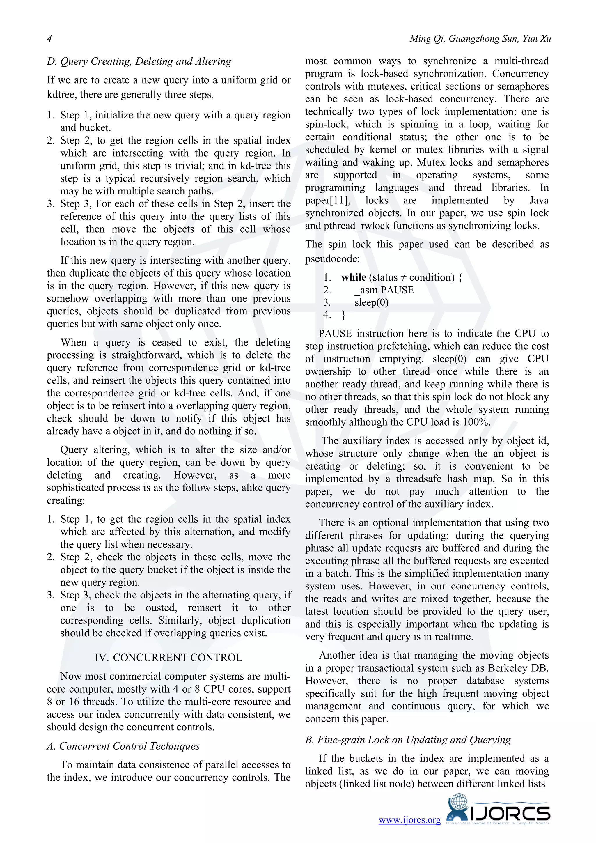 QUERY AS REGION PARTITION IN MANAGING MOVING OBJECTS FOR CONCURRENT CONTINUOUS QUERY | PDF