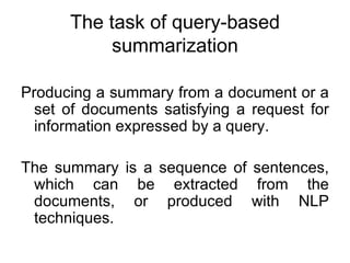 Query based summarization | PPT