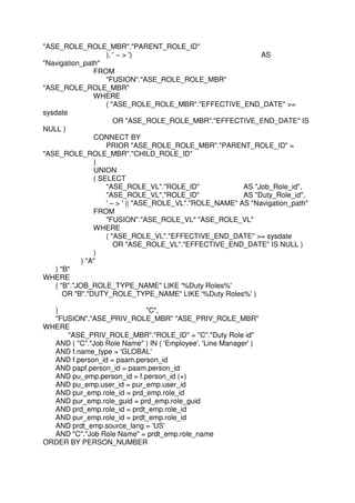 Query all roles and duties and privileges Oracle Fusion Cloud | PDF