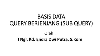 Materi SQL Query Berjenjang | PDF