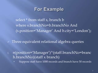 Query decomposition in data base | PPTX