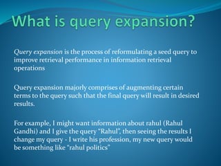 Query expansion_Team42_IRE2k14 | PPT