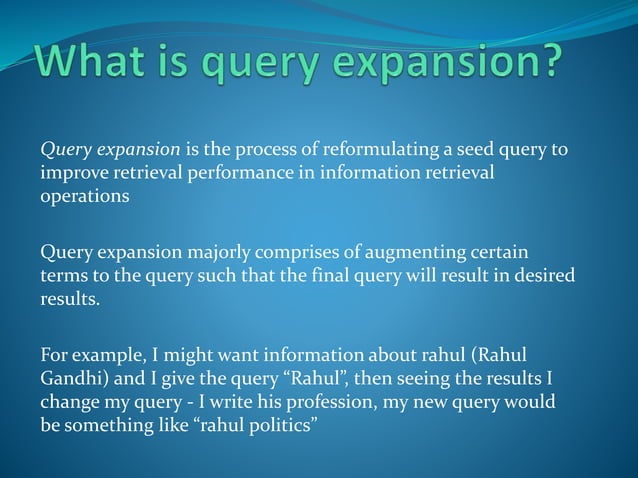 Query expansion_Team42_IRE2k14 | PPT