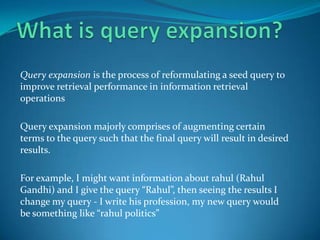 Query expansion_group42_ire | PPT