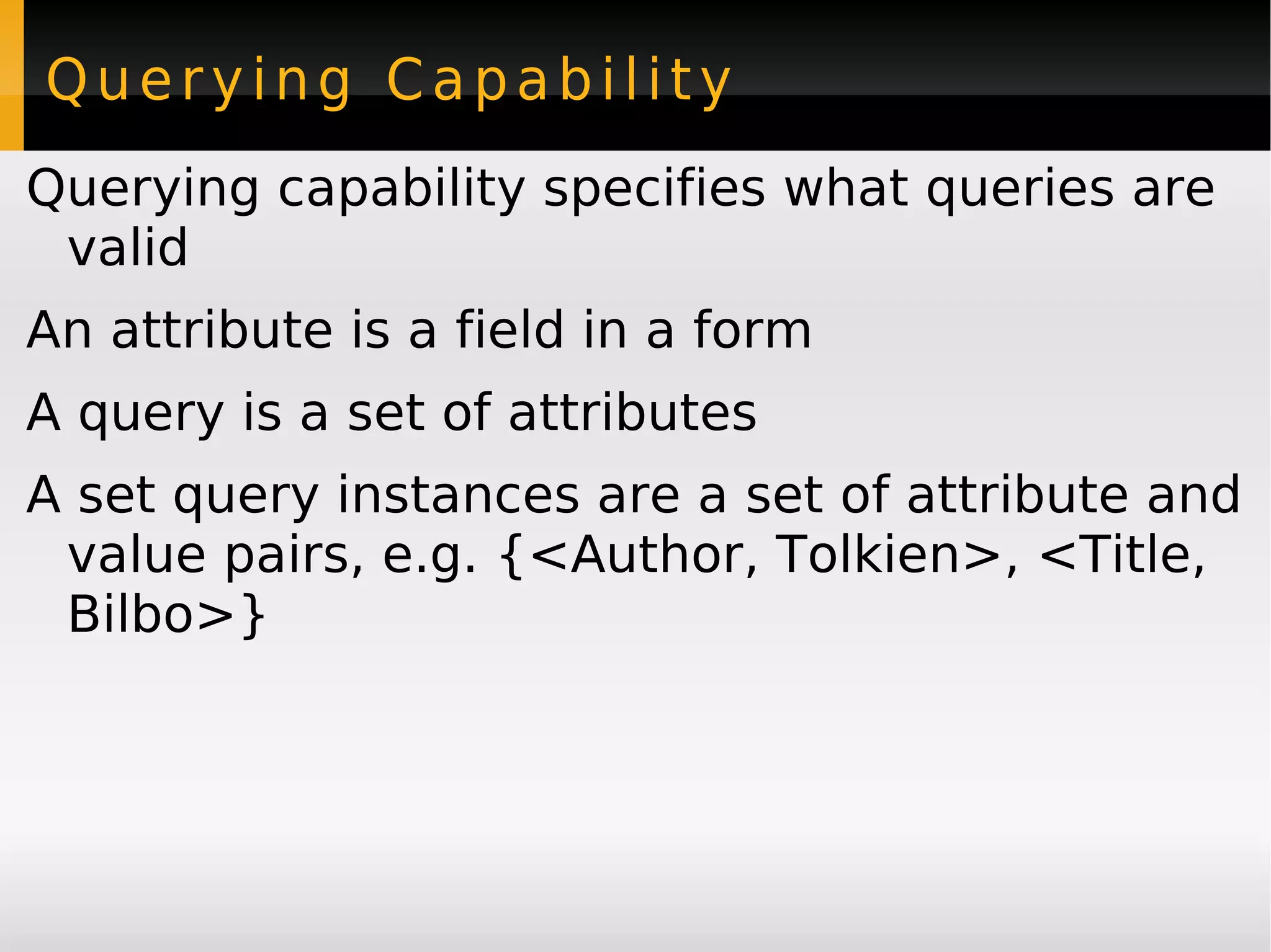 Querying Capability Modeling | ODP