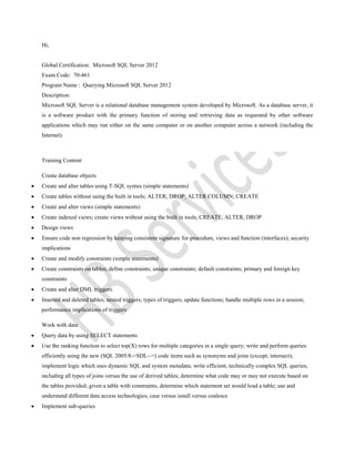 Querying microsoft sql server 2012 | PDF