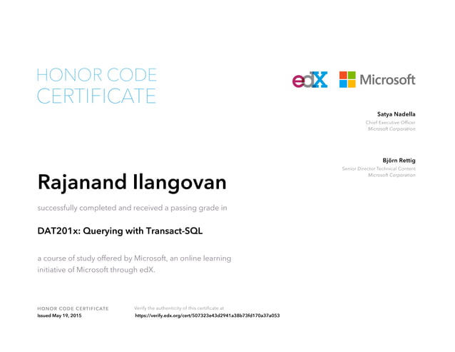 Querying with transact sql certificate | PPT