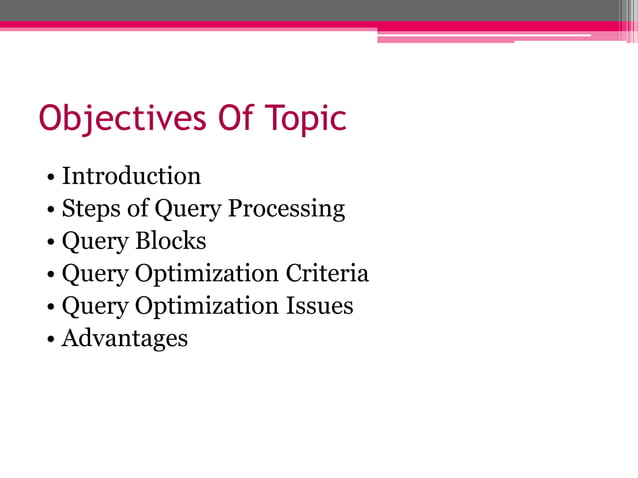 Query Optimization Pptx Databases Computer Software And Applications