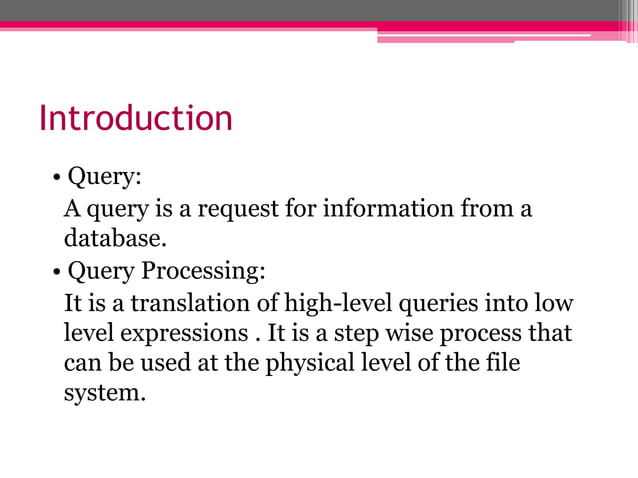 Query Optimization Pptx Databases Computer Software And Applications