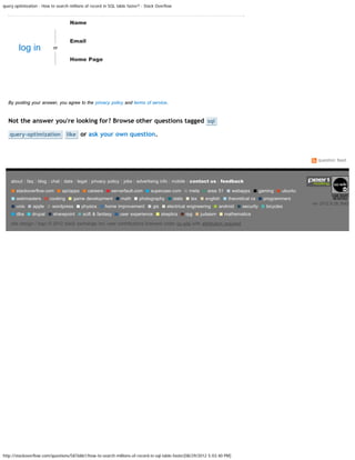Query optimization how to search millions of record in sql table faster - | PDF