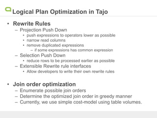 Hadoop Summit 2014: Query Optimization and JIT-based Vectorized Execution in Apache Tajo | PPT