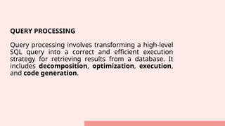 Query processing and Optimization in Database | PPTX