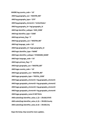 Query to get the geography information using bi report | DOCX