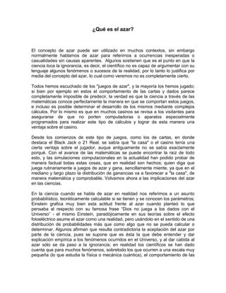 Qué es el azar y juegos de mesa | PDF