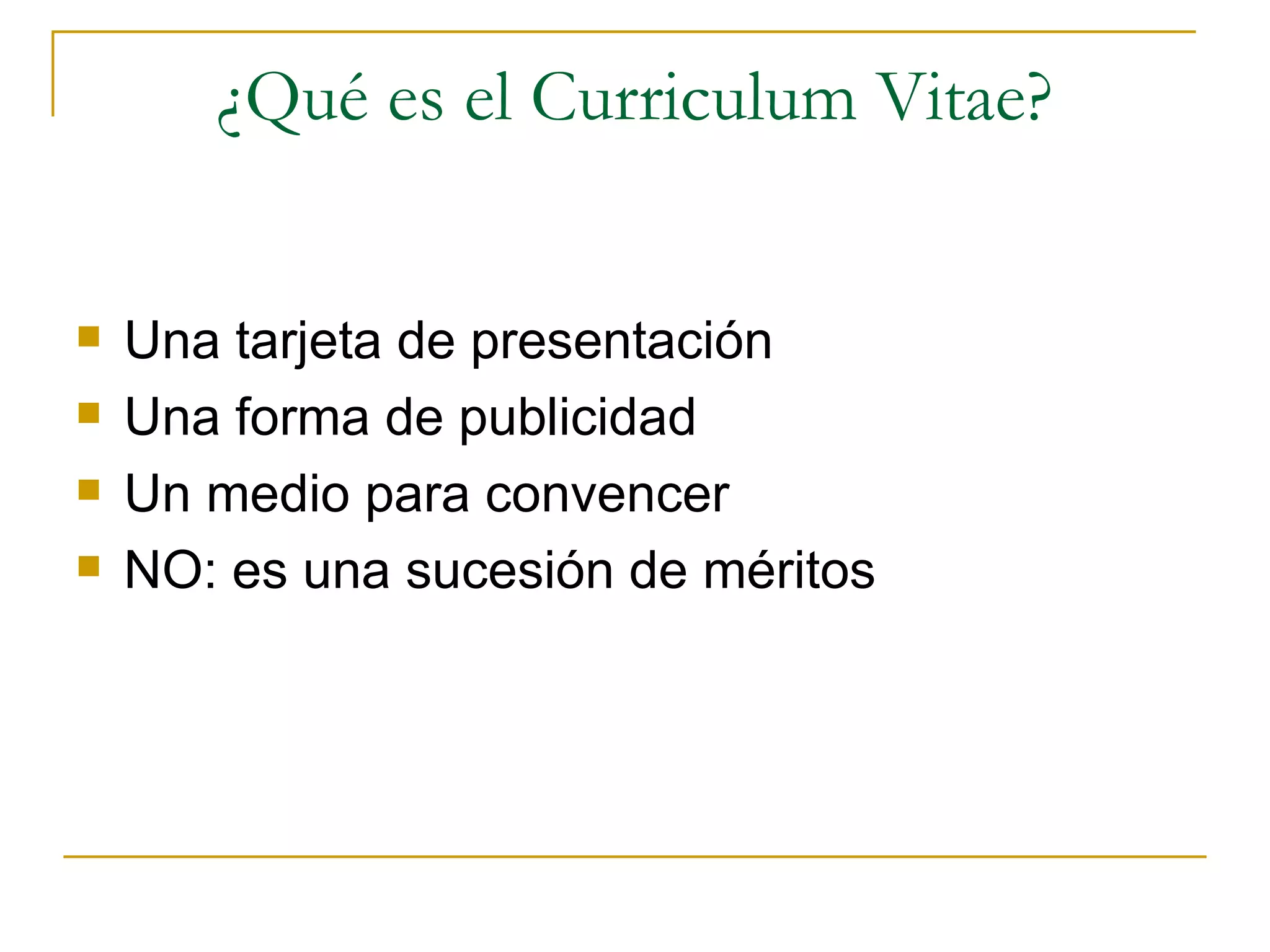 Qué es el curriculum vitae | PPT