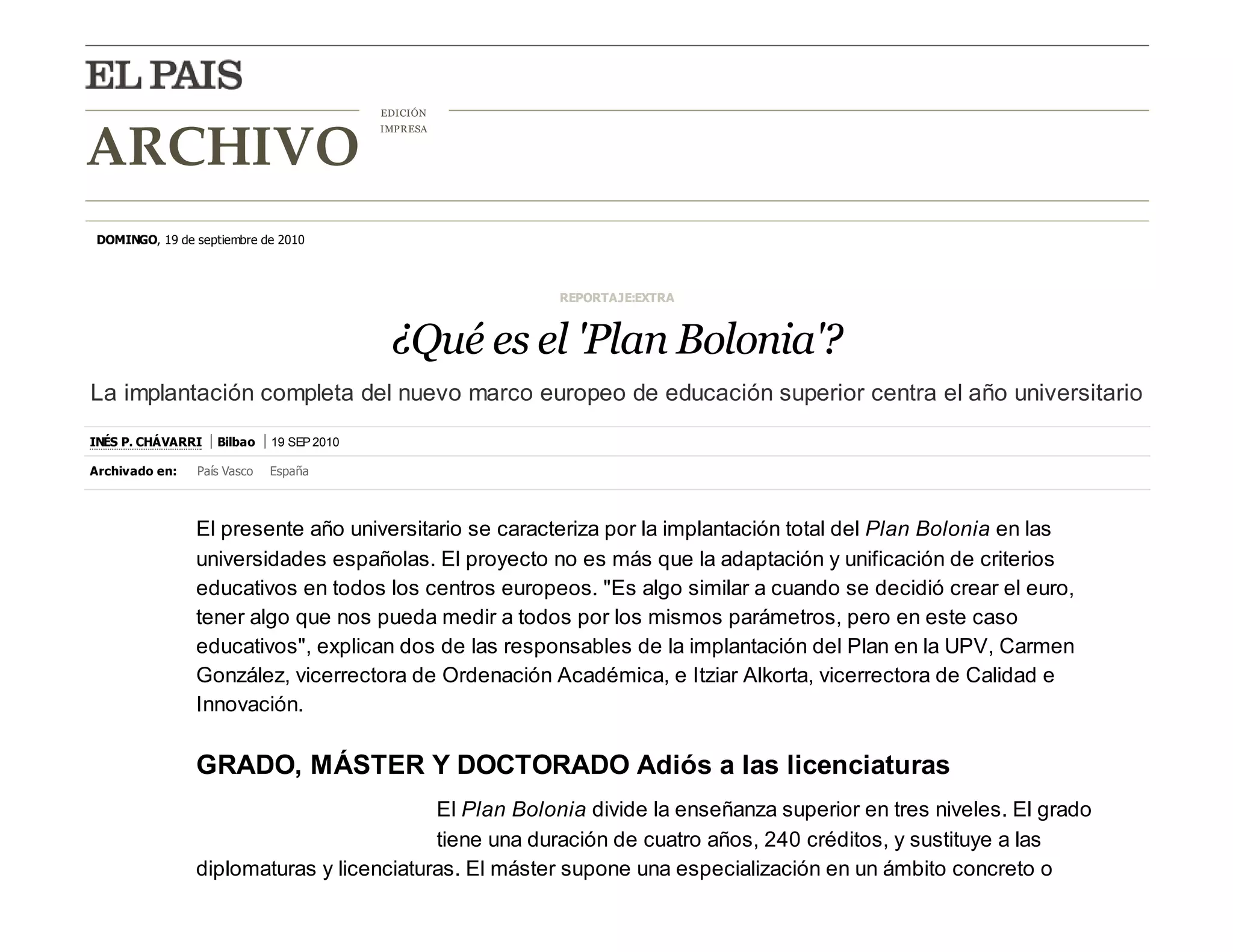 ¿Qué es el Plan Bolonia? | PPT | Descarga Gratuita