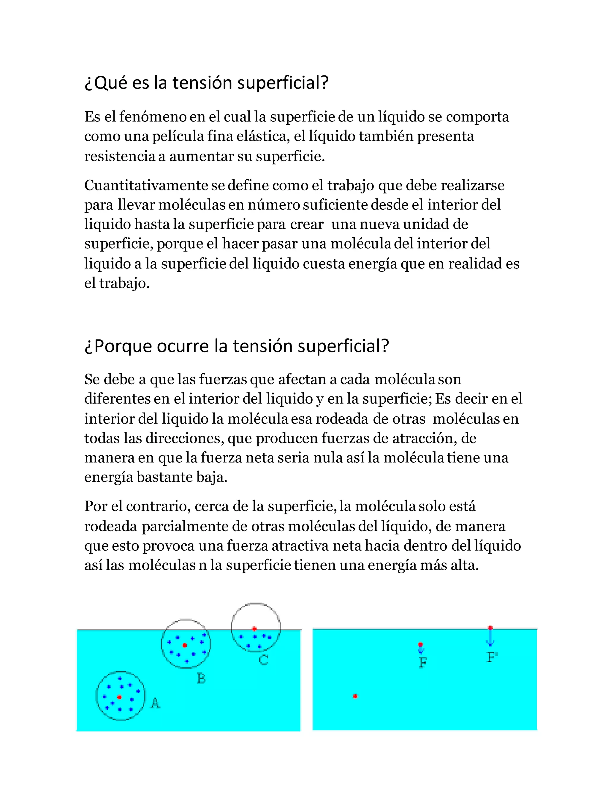 Qué es la tensión superficial | DOCX | Chemistry | Science