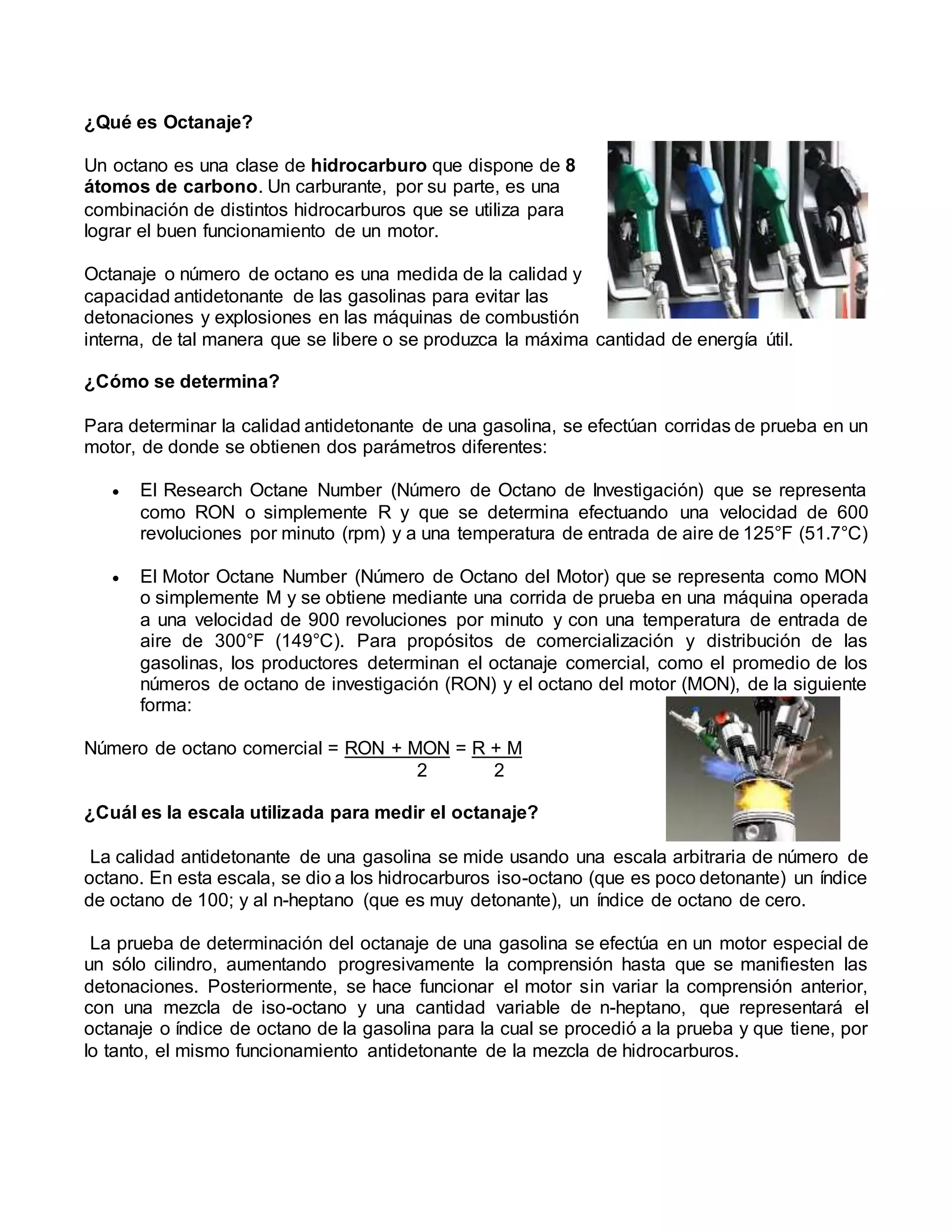 Qué es octanaje | DOCX | Power and Energy Industry | Industries