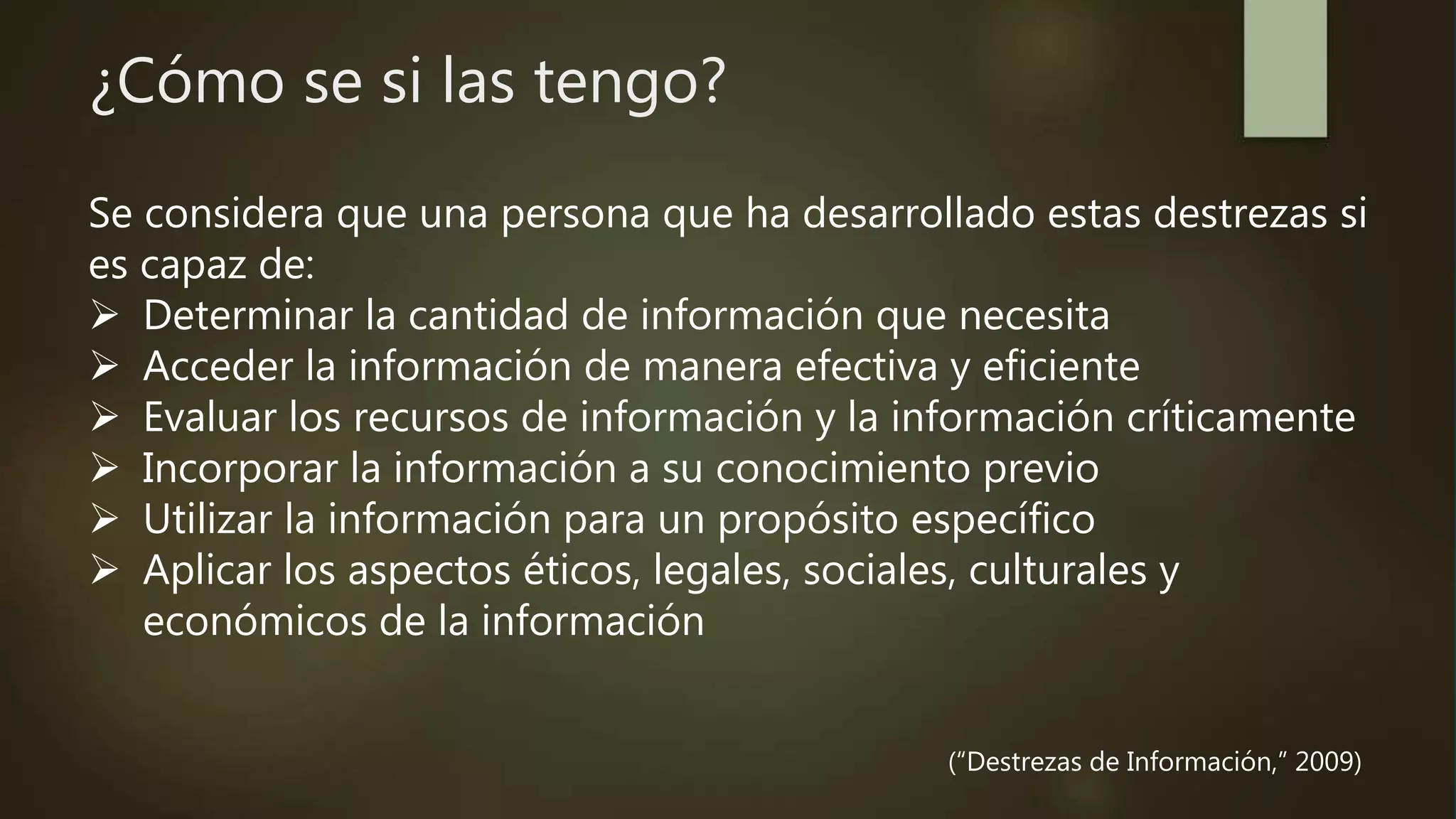 Que son las destrezas de informacion | PPT