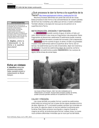 ¿Qué son las rocas y cómo ciclan? Guía para 7º básico | PDF