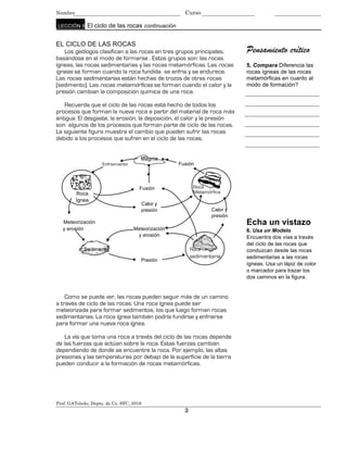 ¿Qué son las rocas y cómo ciclan? Guía para 7º básico | PDF