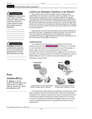 ¿Qué son las rocas y cómo ciclan? Guía para 7º básico | PDF