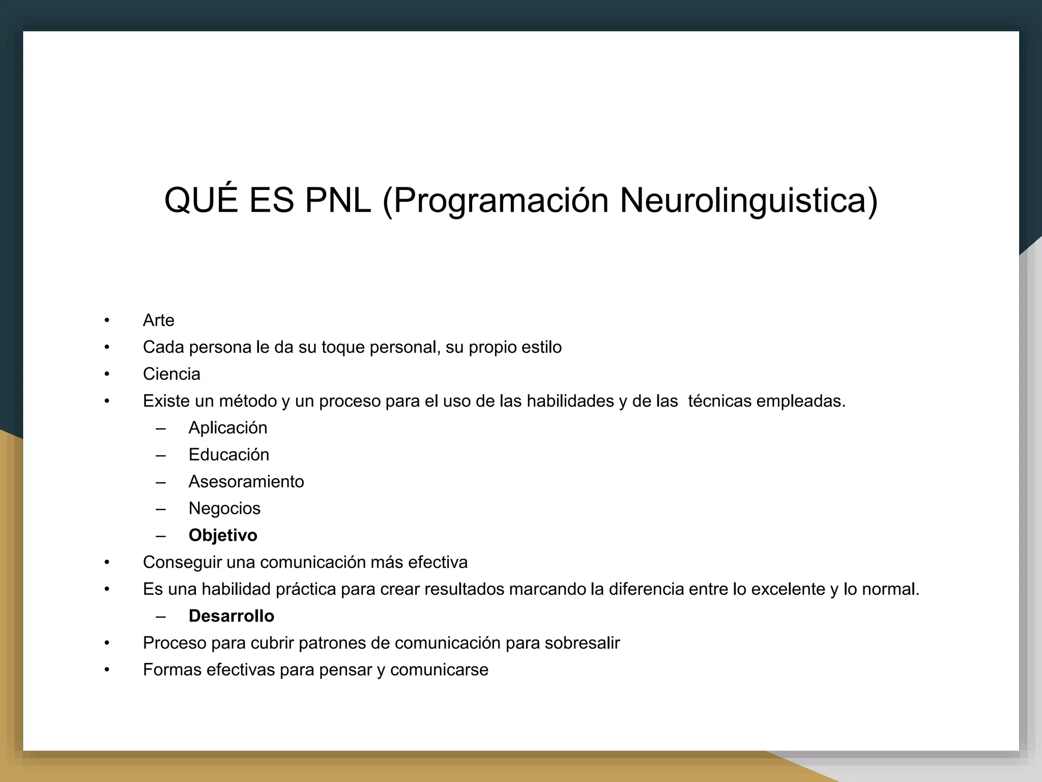 Qué es pnl (programación neurolinguistica) | PPTX