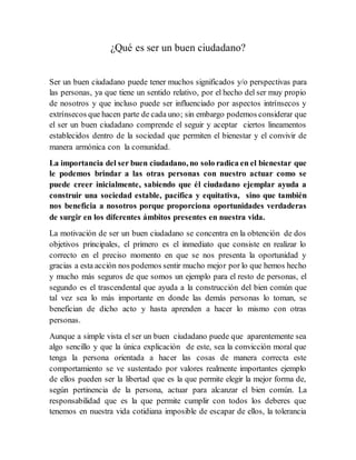 Qué es ser un buen ciudadano | DOCX | Family and Relationships