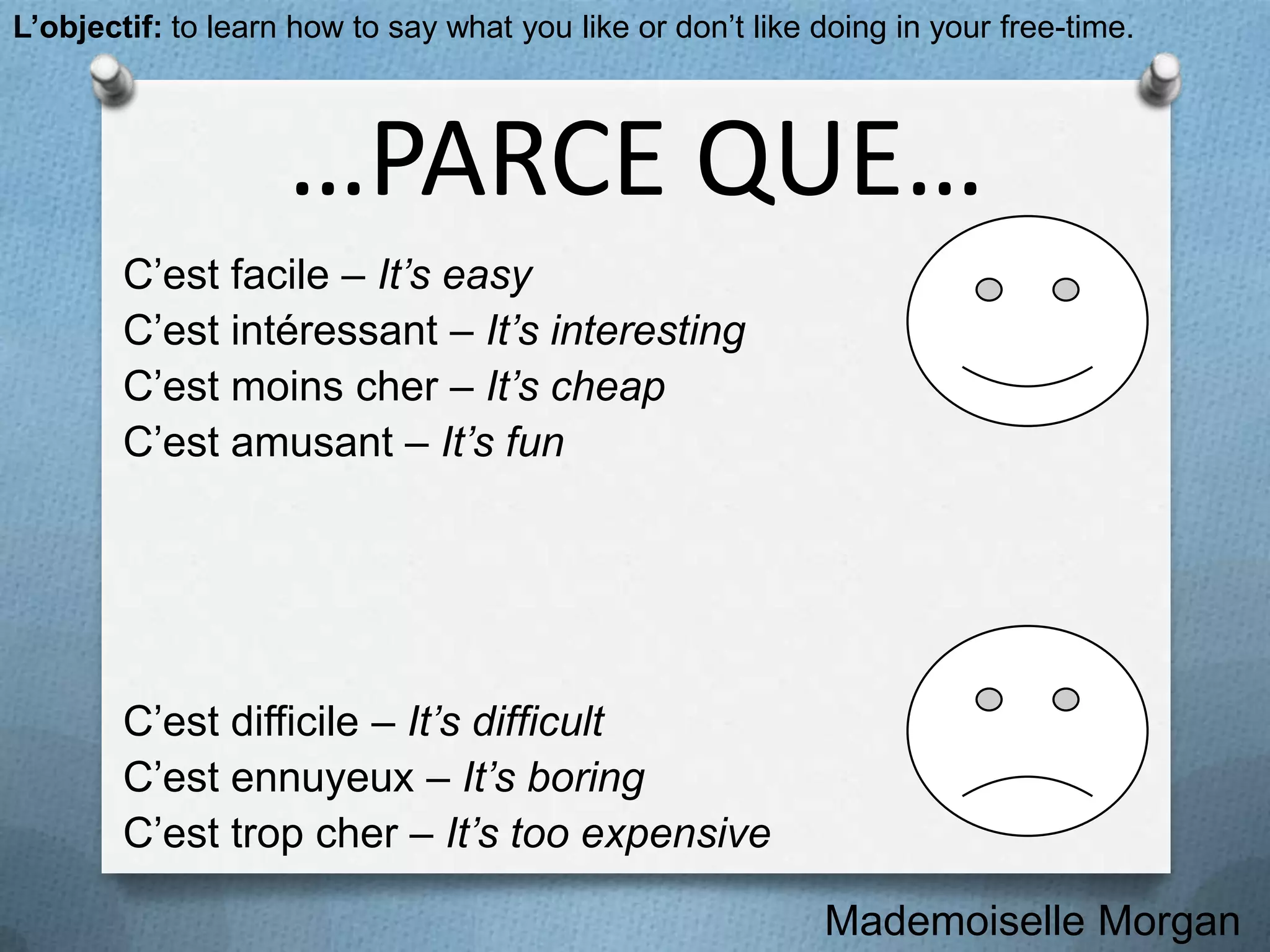 Qu’est ce que tu aimes faire | PPTX