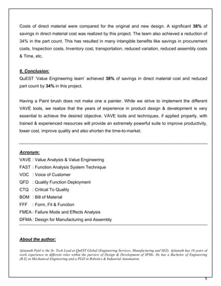 Cost Reduction of a product through Value Analysis & Value Engineering ...