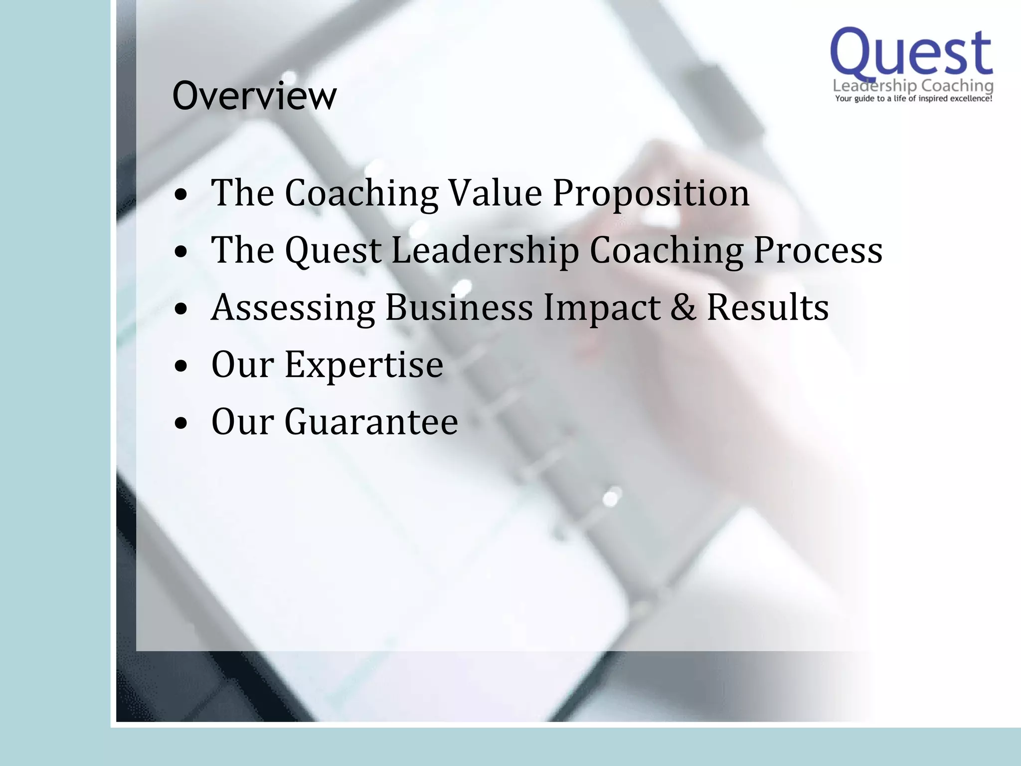 Quest Leadership Coaching Value Proposition | PPT