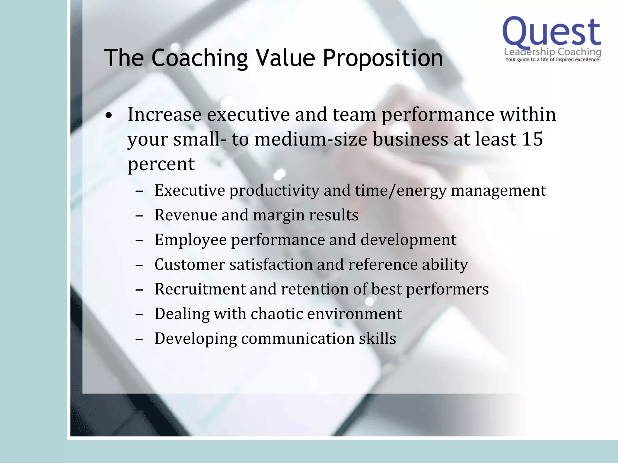 Quest Leadership Coaching Value Proposition | PPT