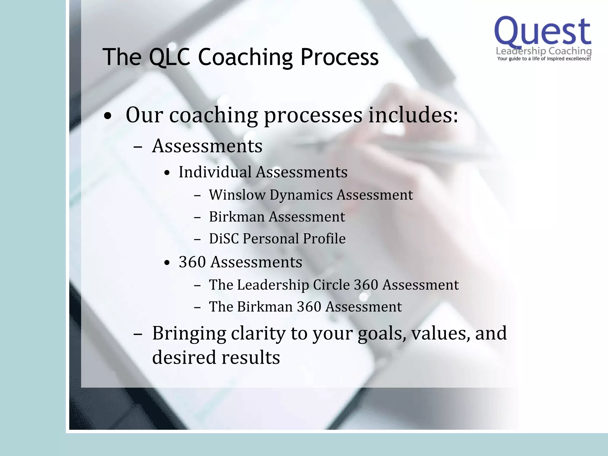 Quest Leadership Coaching Value Proposition | PPT