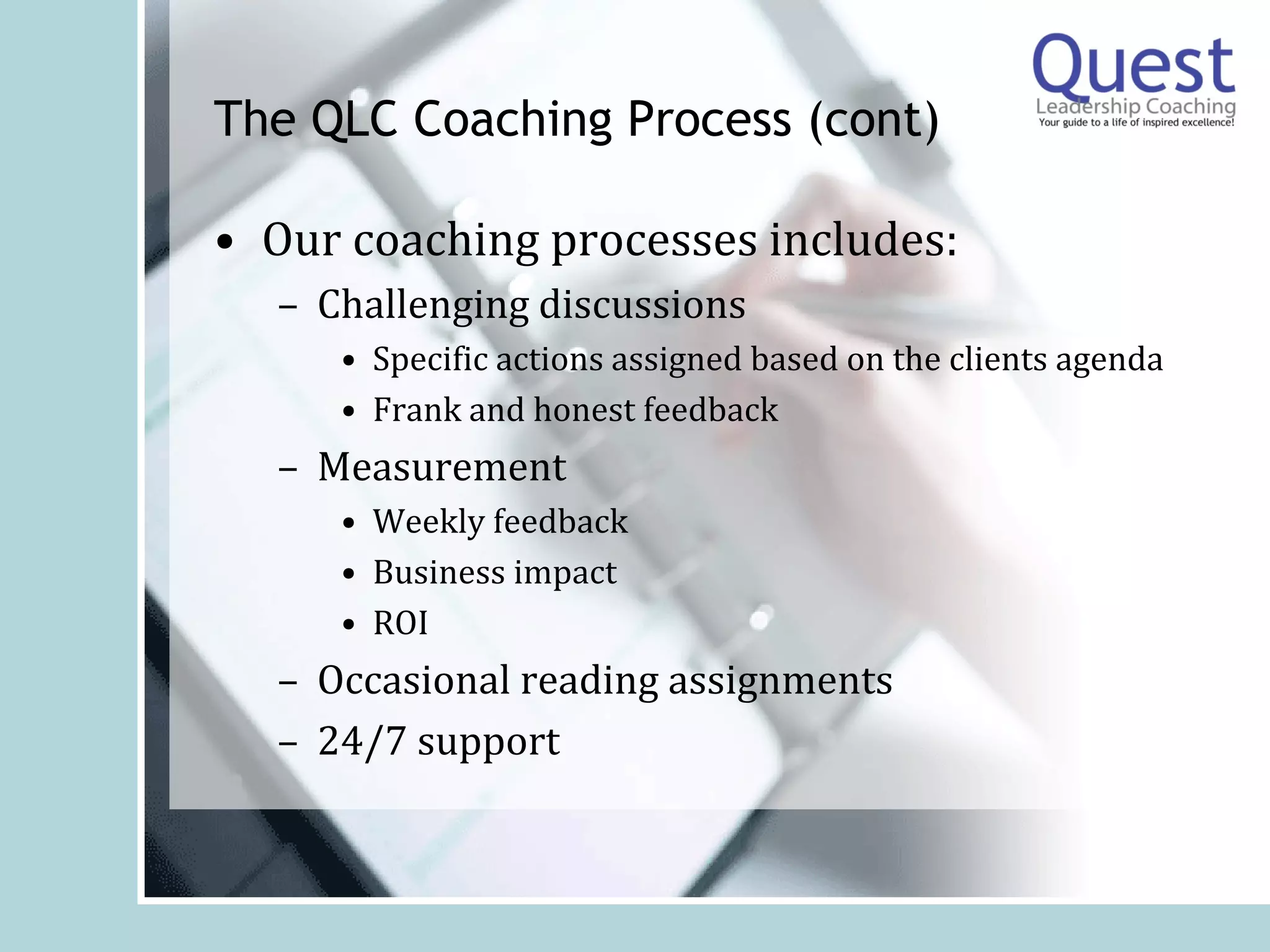 Quest Leadership Coaching Value Proposition | PPT