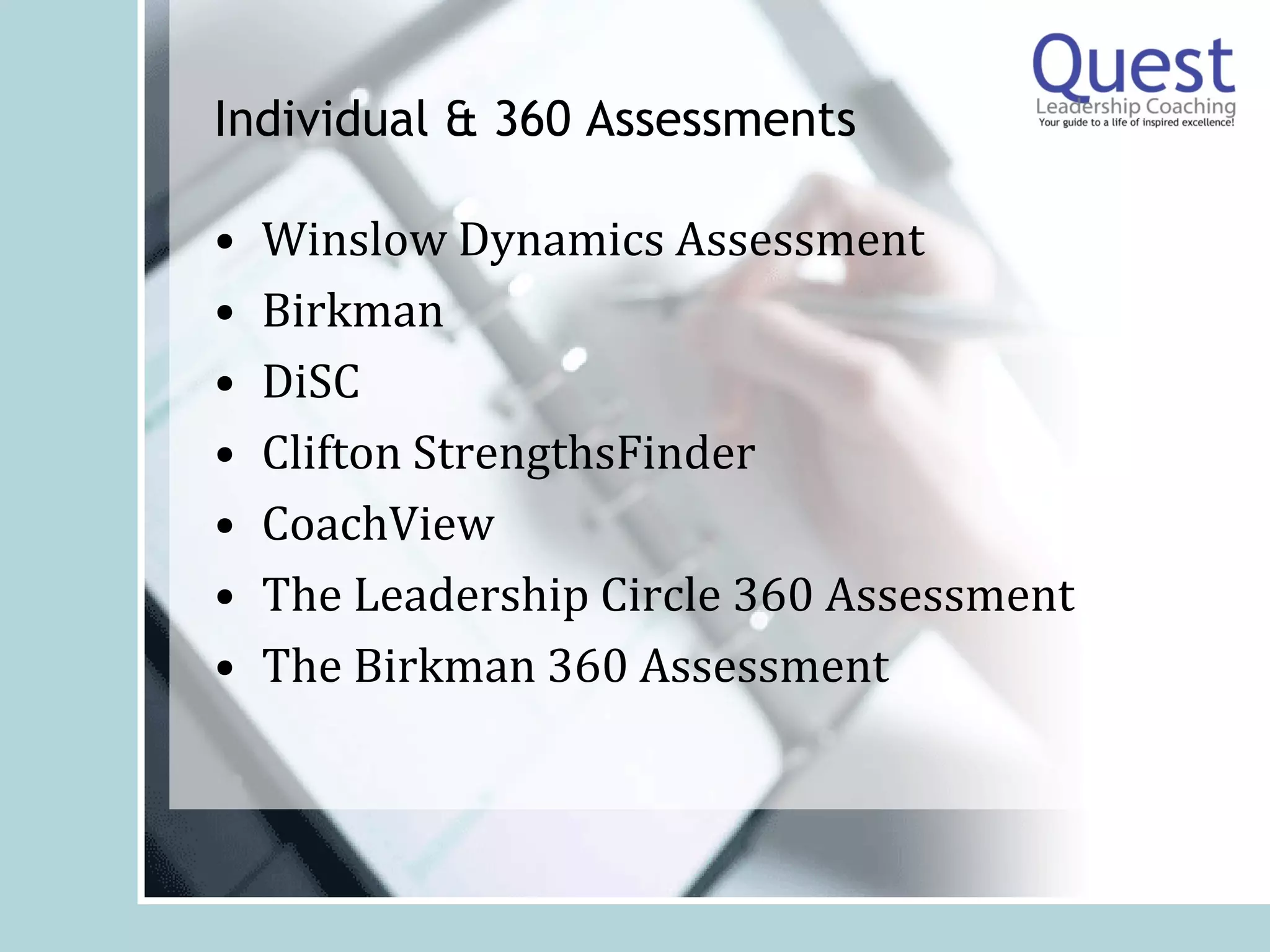 Quest Leadership Coaching Value Proposition | PPT