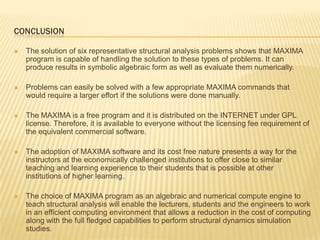 Use of Symbolic Computation is Solving Structural Analysis Problems | PPTX