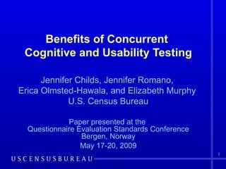 Benefits of Concurrent Cognitive and Usability Testing | PPT