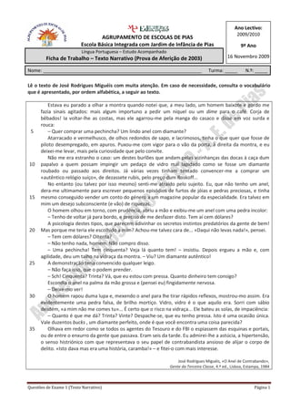 Questões de Exame 1 Resolvido Texto Narrativo | PDF
