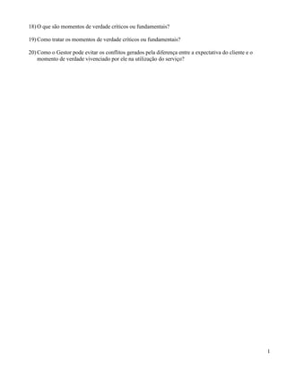 Questões momento de verdade | DOCX