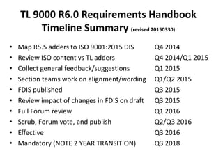 QuEST Forum TL 9000 R6.0 Requirements & ISO 9001:2015 | PDF