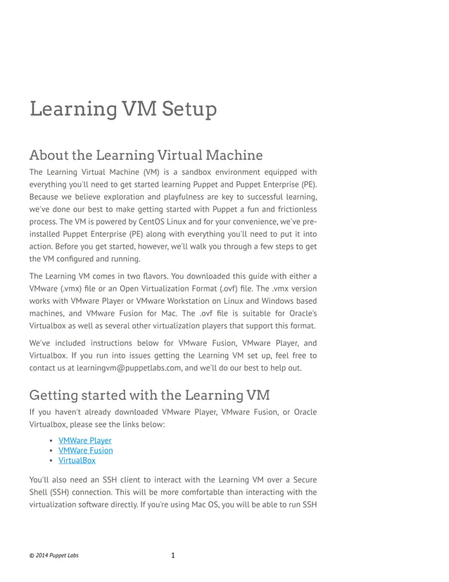 Learn Puppet : Quest Guide for the Learning VM | PDF