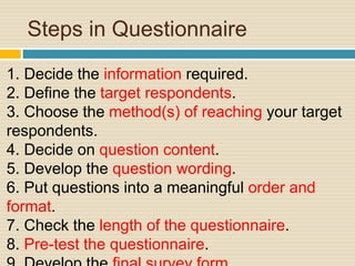 Design and Development of Questionnaire | PPT