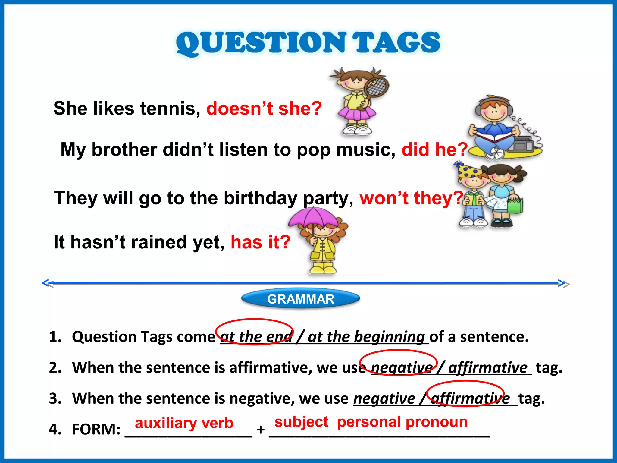 Question tag grammar+exercises | PPT